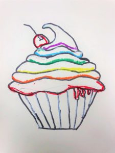 Rainbow Cupcakes Art Lesson for kids - Leah Newton Art