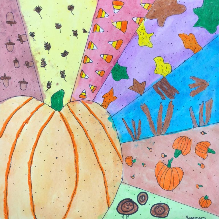 Autumn Patterns Art Lesson for Middle School kids - Leah Newton Art