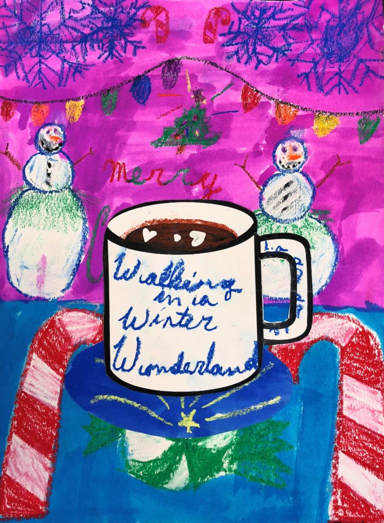 Hot Cocoa Collage Lesson for Kids - Leah Newton Art