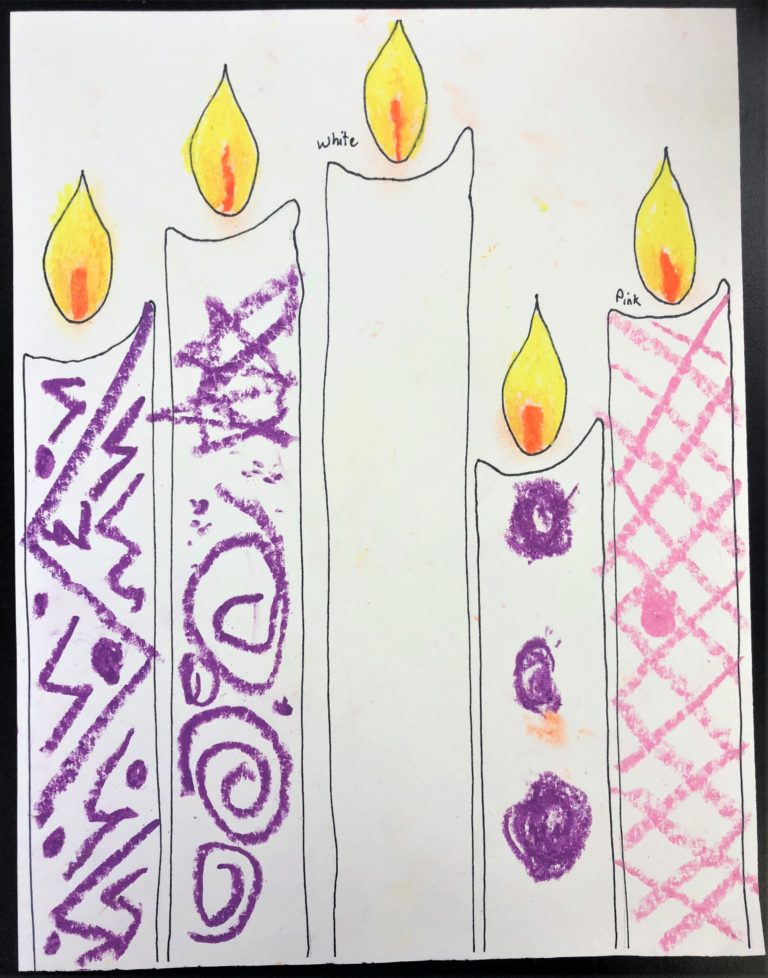 Advent Wreath Art Lesson for kids - Leah Newton Art