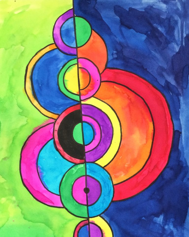 Sonia Delaunay Art Lesson for middle school kids - Leah Newton Art