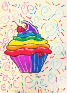 Rainbow Cupcakes Art Lesson for kids - Leah Newton Art