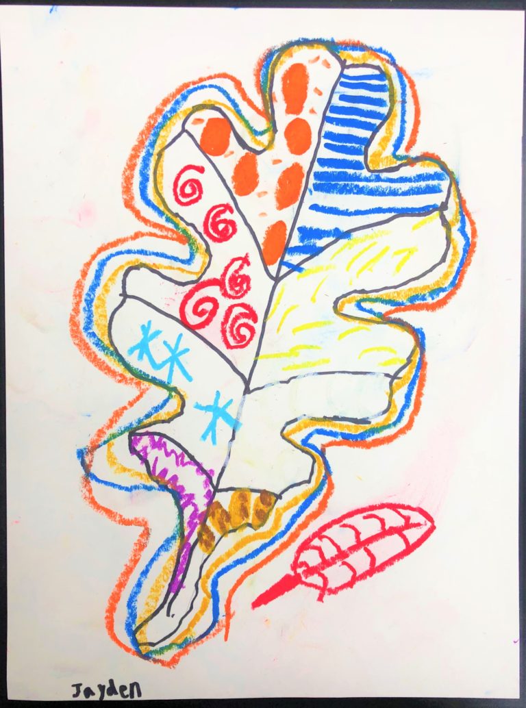 Texture Leaves Art Lesson for kids - Leah Newton Art