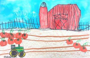 Pumpkin Farm Texture Art Lesson for kids - Leah Newton Art