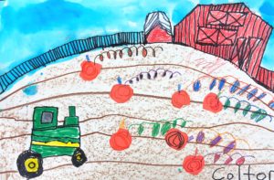 Pumpkin Farm Texture Art Lesson for kids - Leah Newton Art