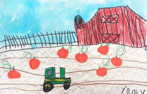 Pumpkin Farm Texture Art Lesson for kids - Leah Newton Art