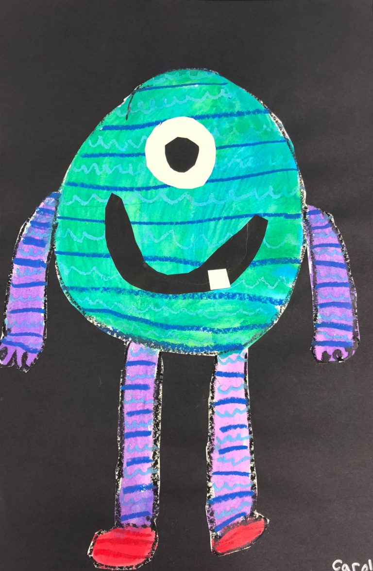 Texture Monsters Art Lesson for kids - Leah Newton Art