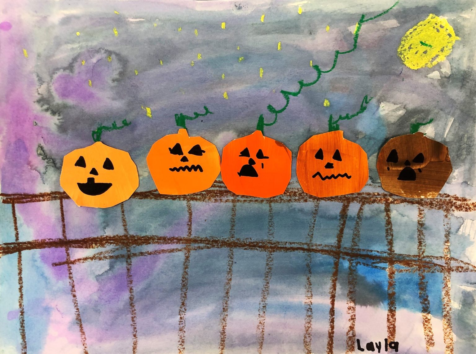 Five Pumpkins Art Project for Kids Leah Newton Art