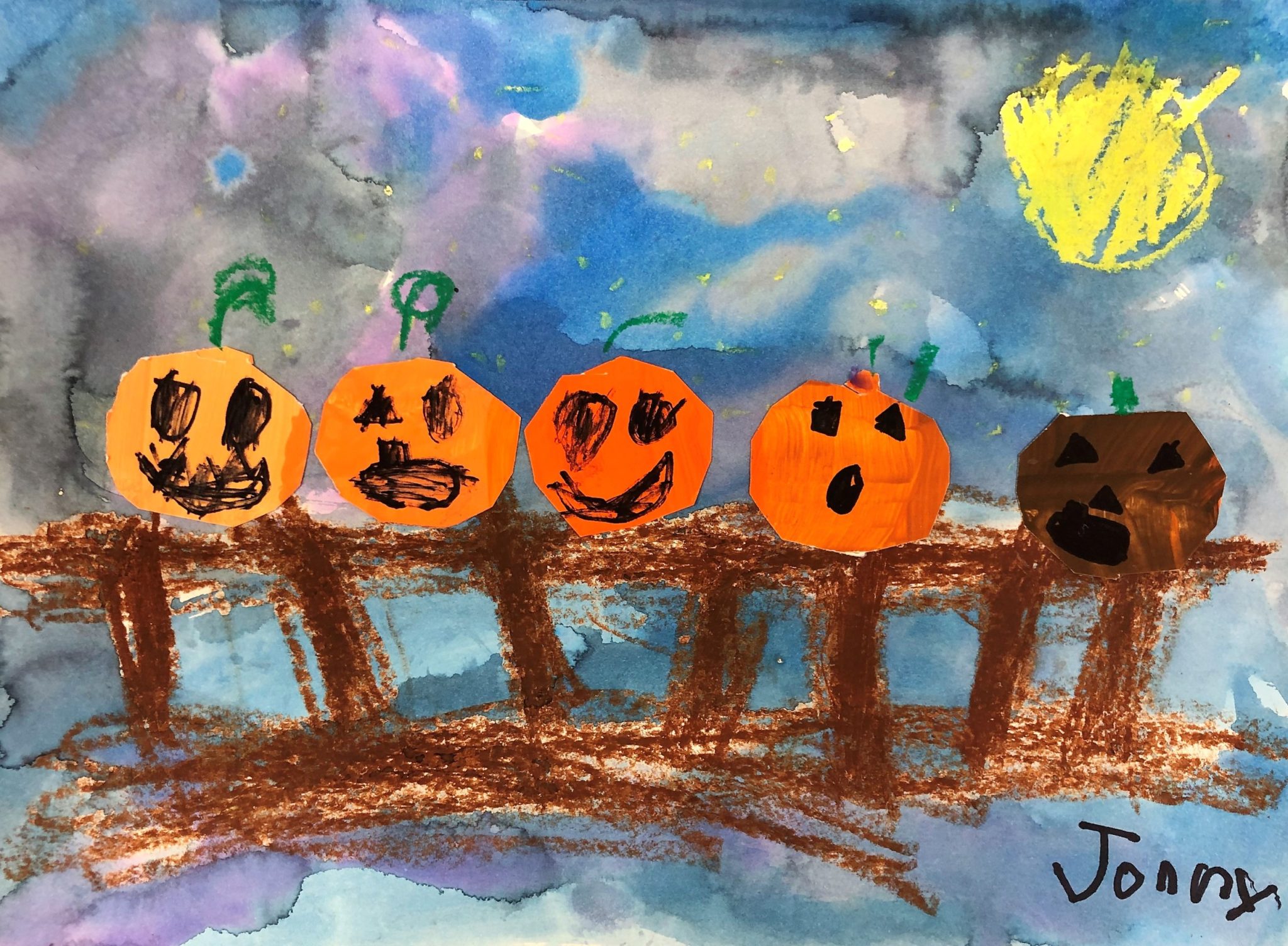 Five Pumpkins Art Project for Kids Leah Newton Art
