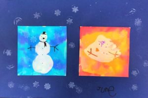Melting Snowman Art Project for elementary school - Leah Newton Art